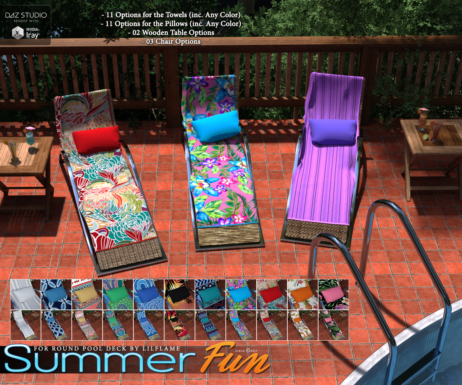 Summer Fun for Round Pool Deck | Daz 3D