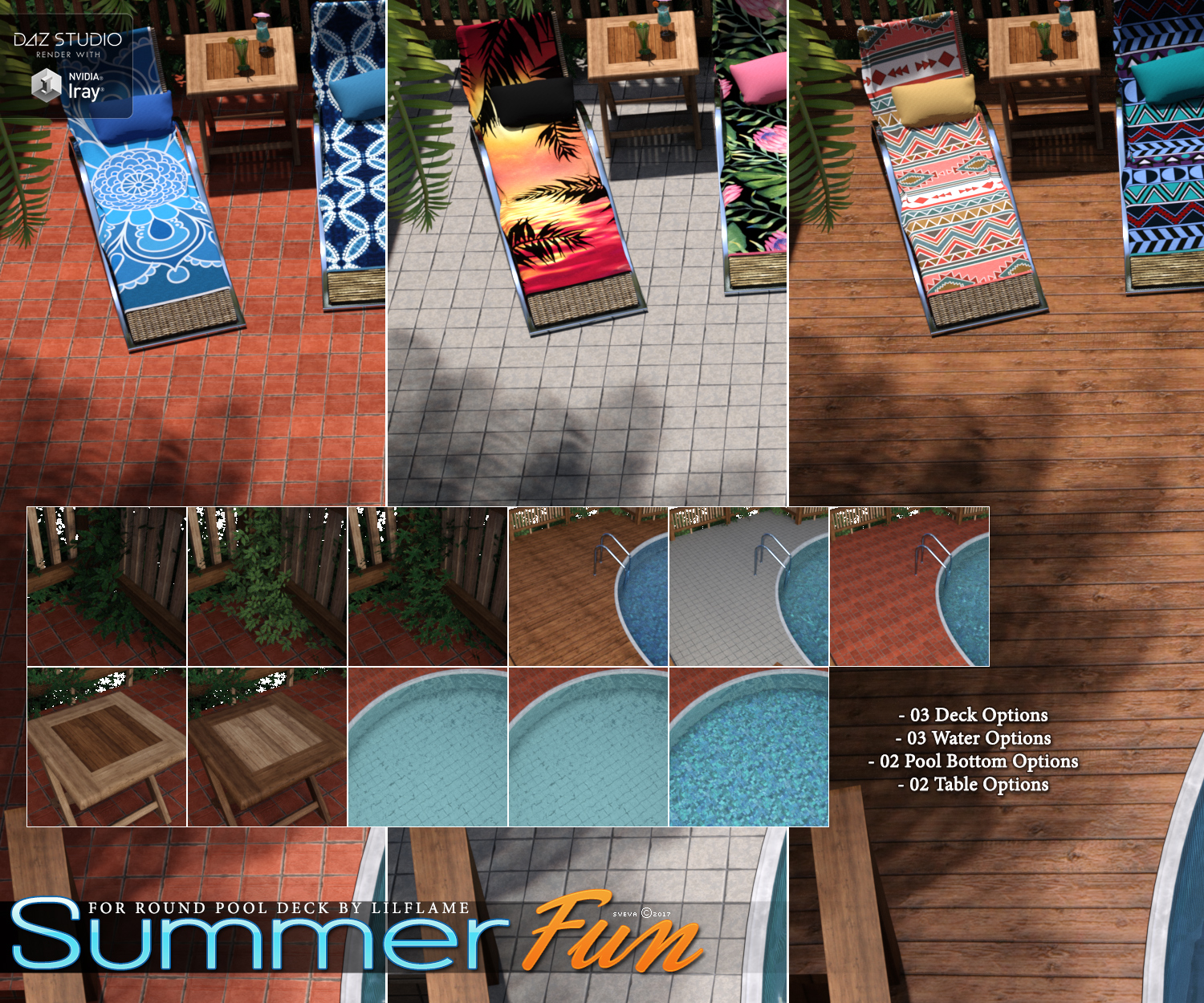 Summer Fun for Round Pool Deck | Daz 3D