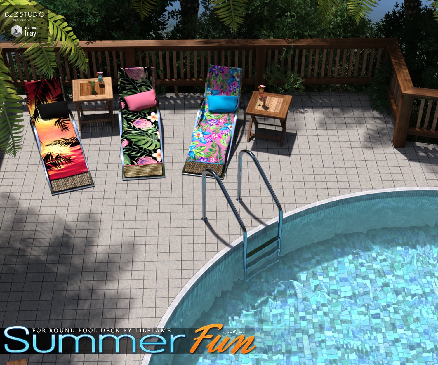 Summer Fun for Round Pool Deck | Daz 3D
