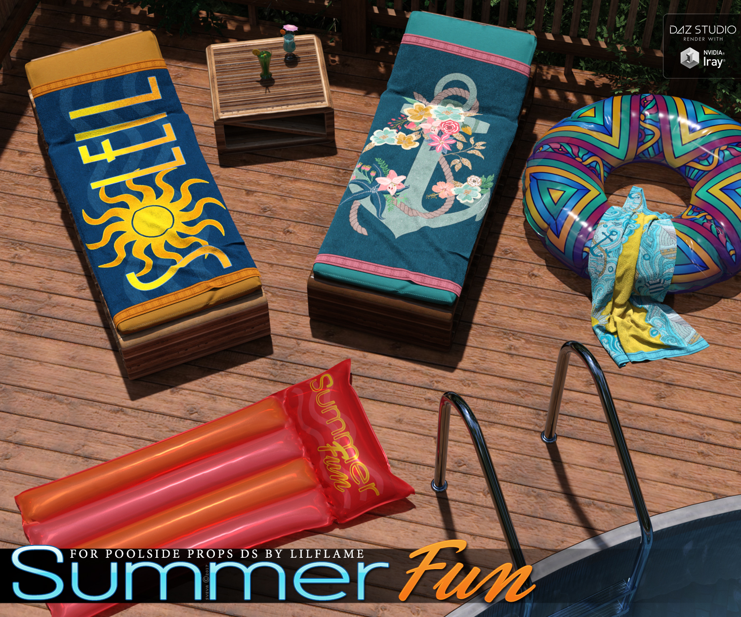 Summer Fun for Poolside Props DS | Daz 3D