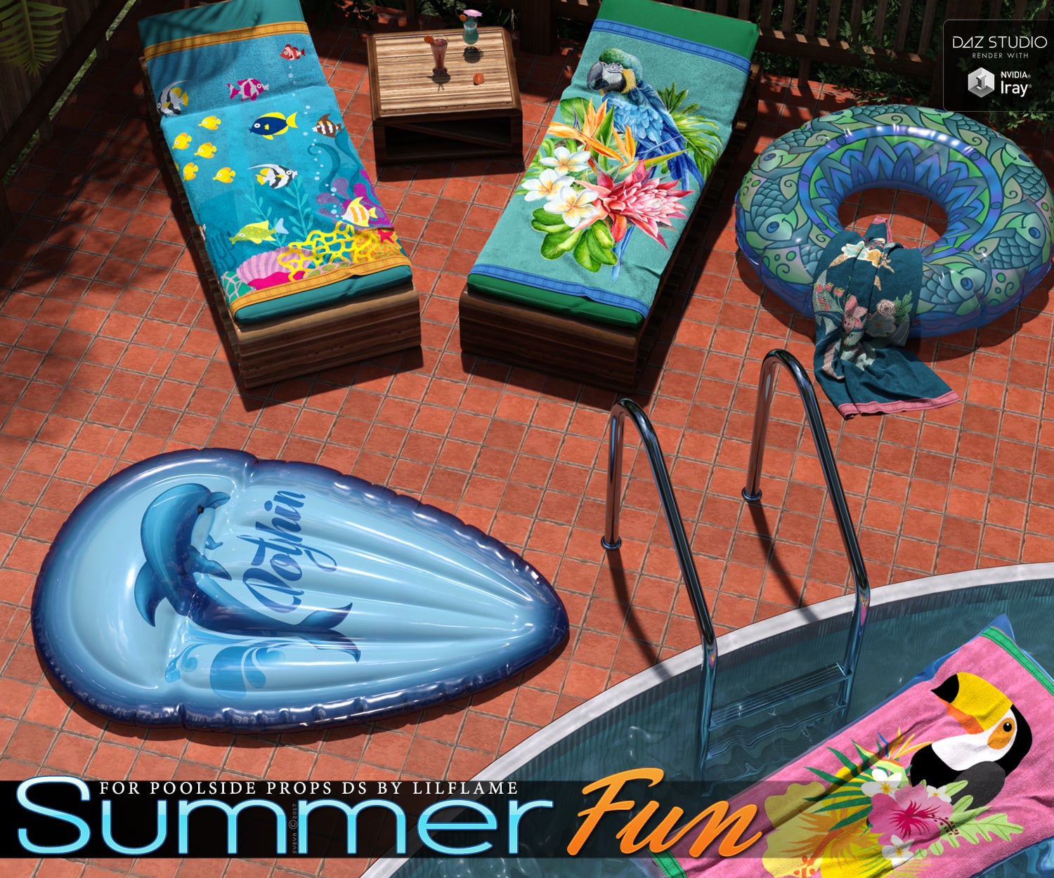 Summer Fun for Poolside Props DS | Daz 3D