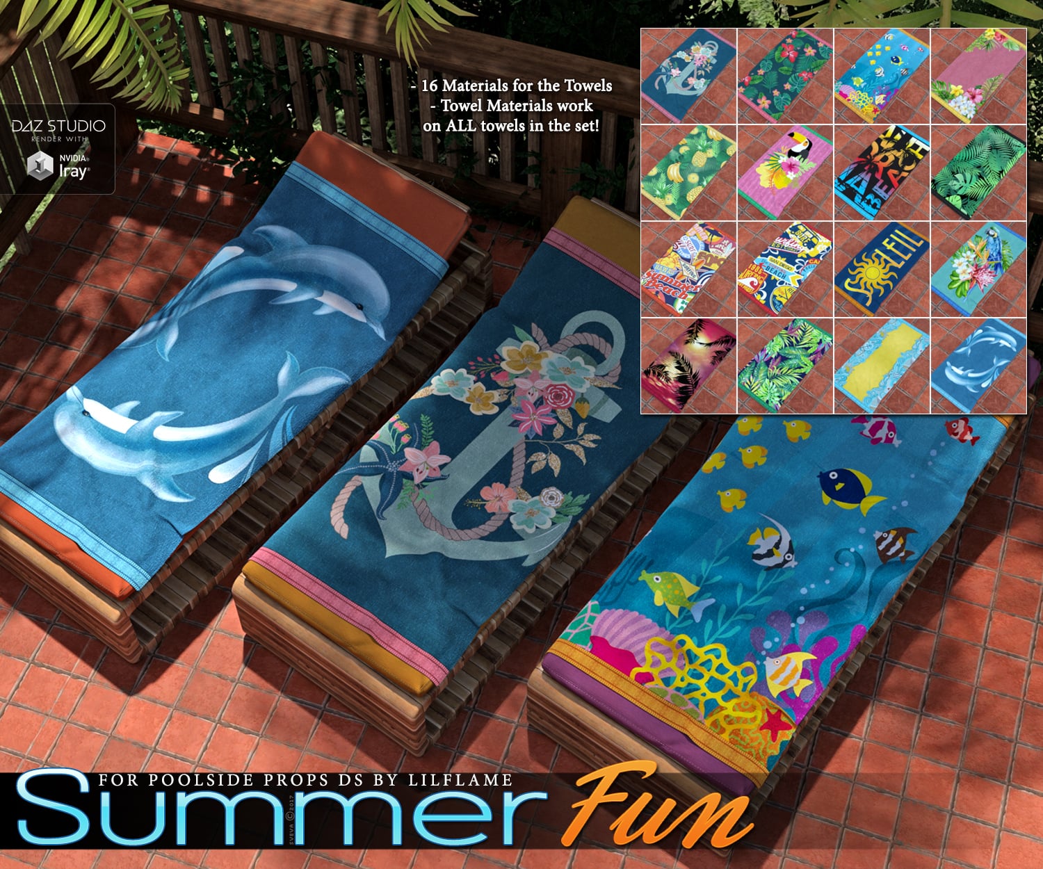 Summer Fun for Poolside Props DS | Daz 3D