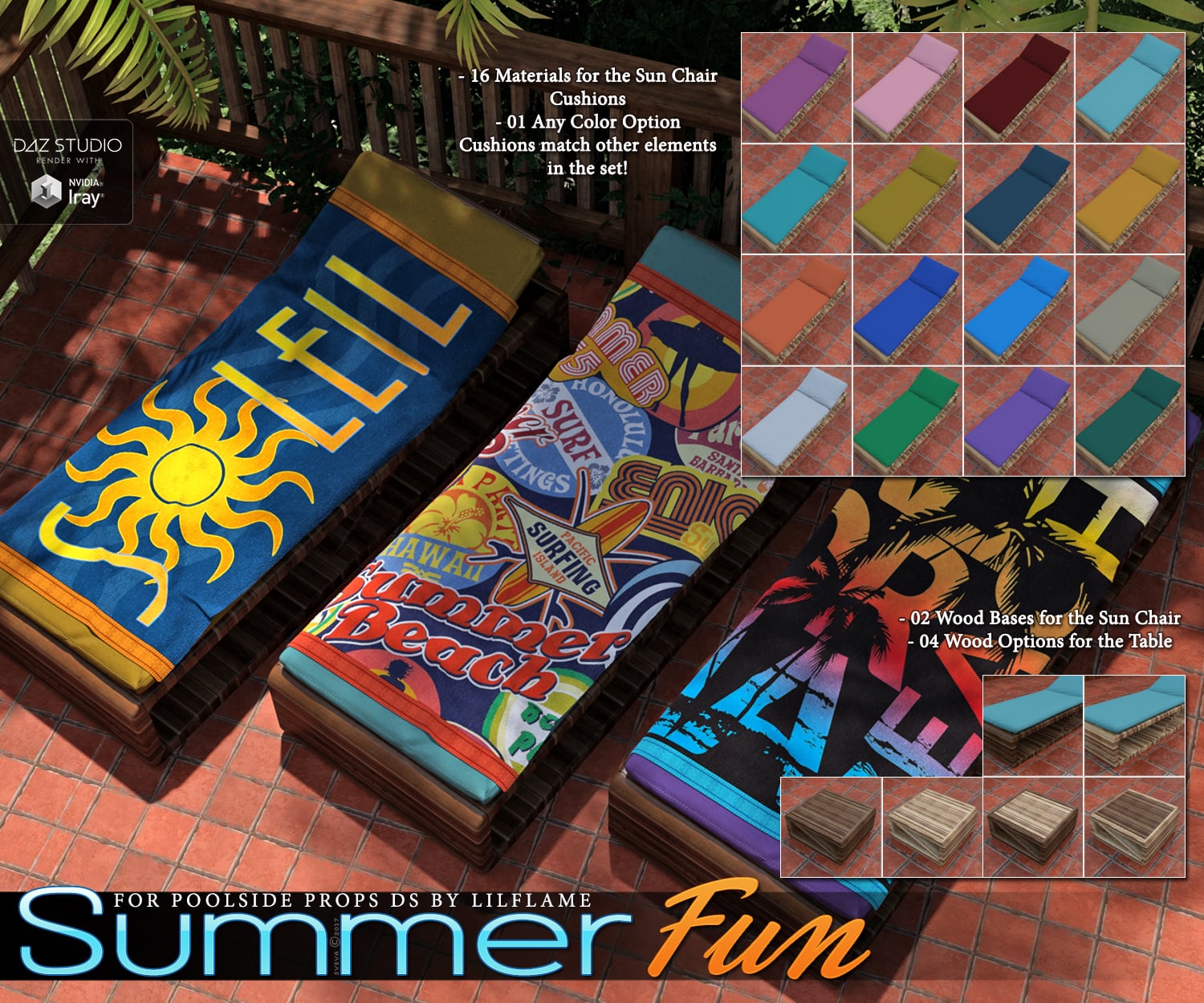 Summer Fun for Poolside Props DS | Daz 3D