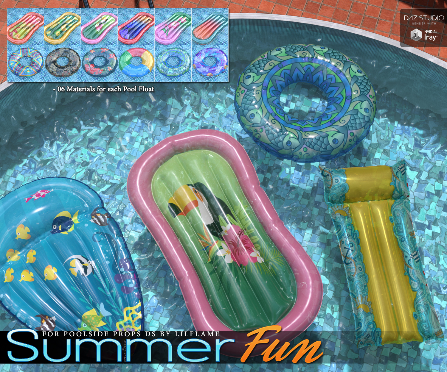 Summer Fun for Poolside Props DS | Daz 3D