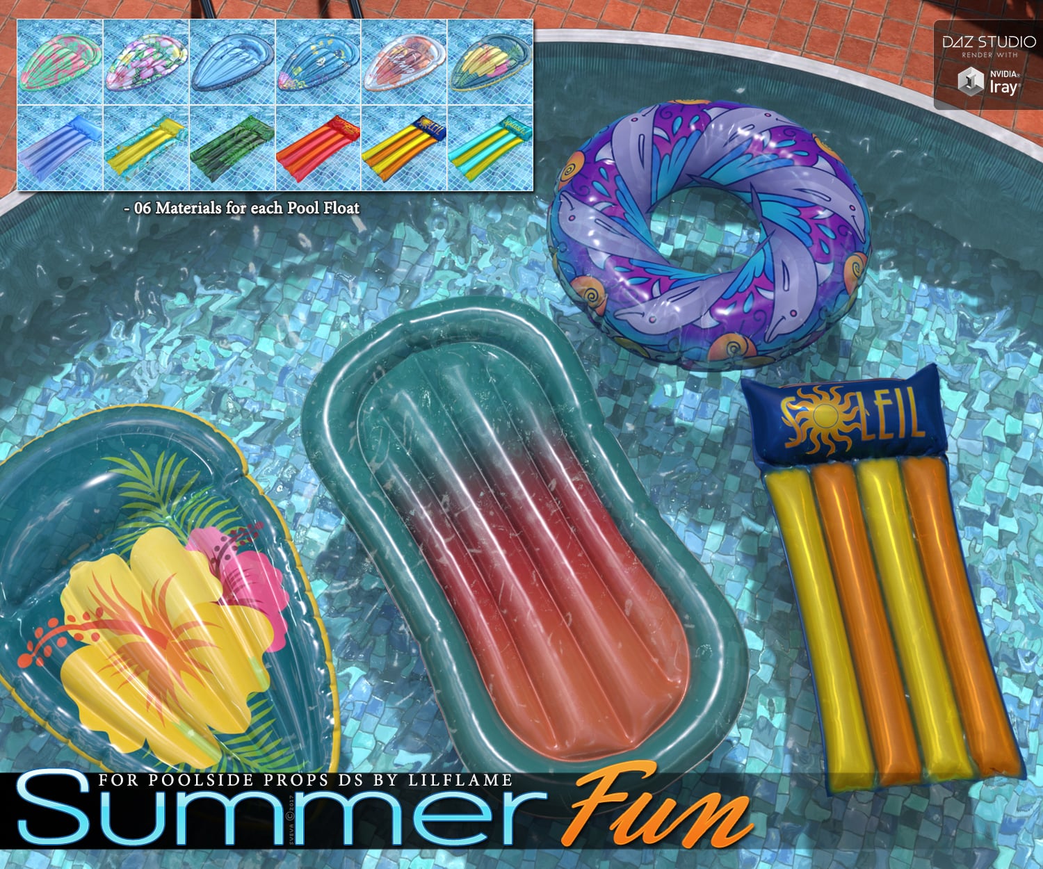 Summer Fun for Poolside Props DS | Daz 3D