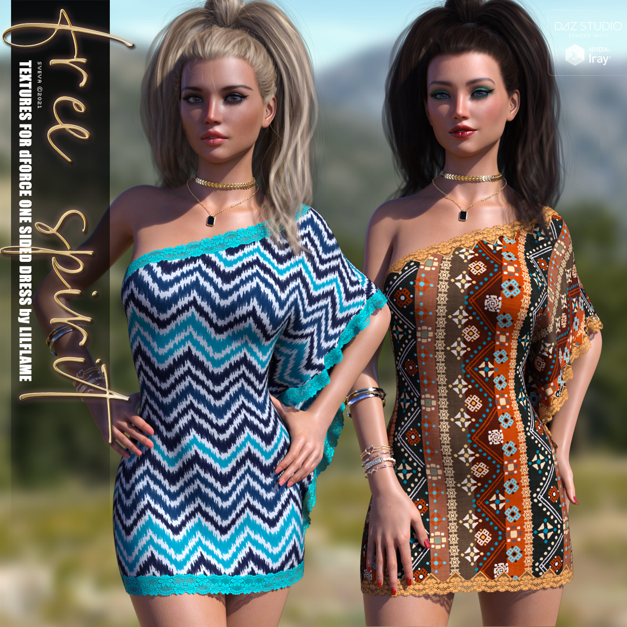Free Spirit Textures for dForce One Sided Dress G8F | Daz 3D