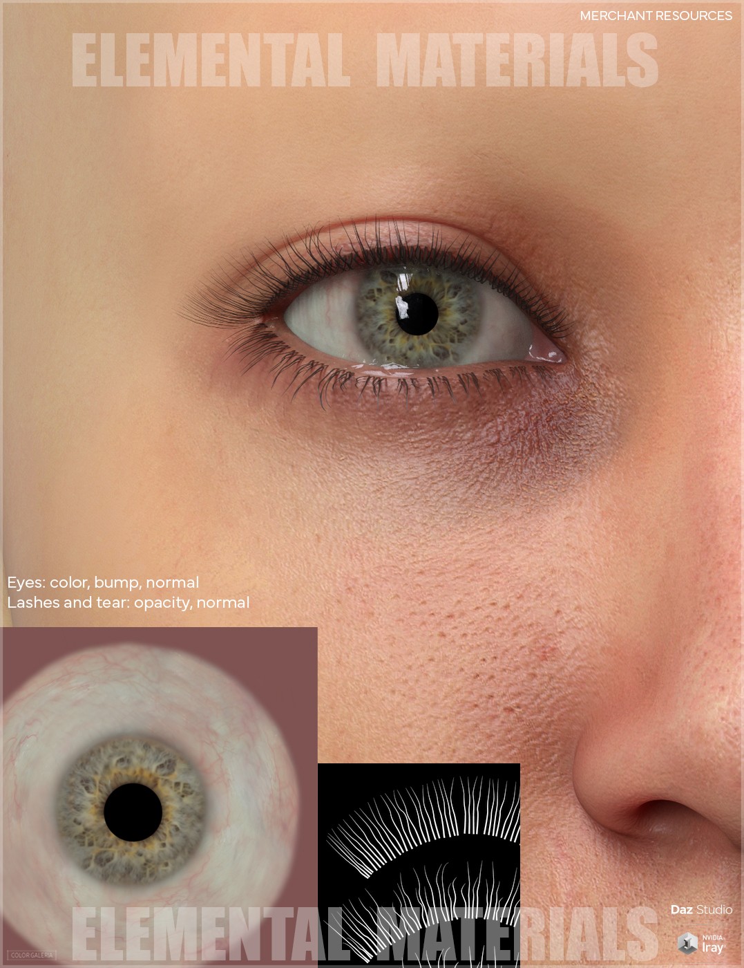 CGI Elemental Materials Head A for Genesis 9 & Merchant Resourses | Daz 3D