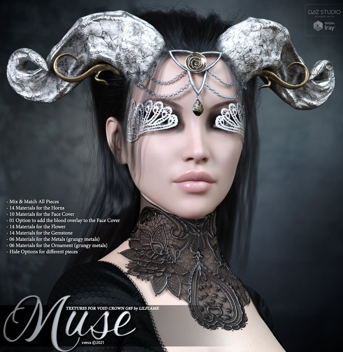 Muse Textures for Void Crown G8F | Daz 3D