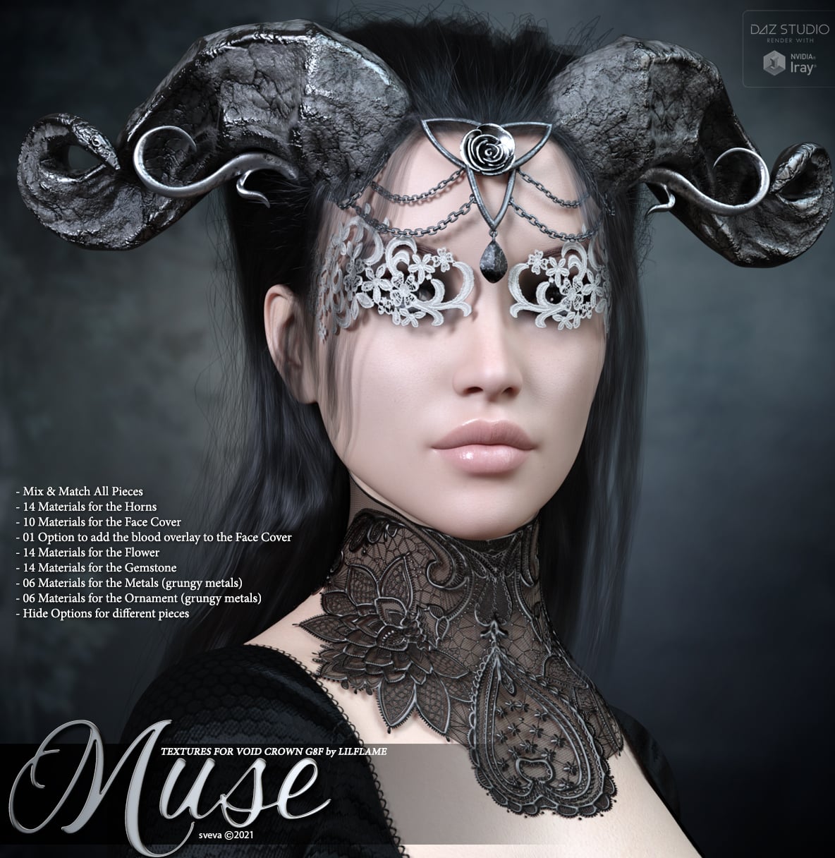 Muse Textures for Void Crown G8F | Daz 3D