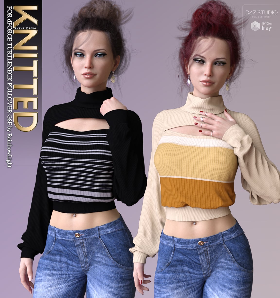 Knitted for dForce Turtleneck Pullover G8F | Daz 3D