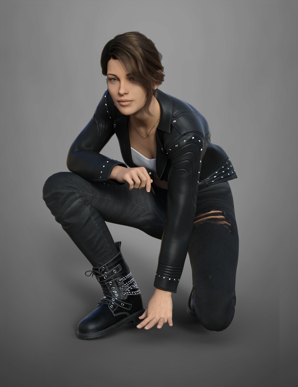 Cool Girl Leather Outfit For Genesis 9 8 1 And 8 Female Daz 3d