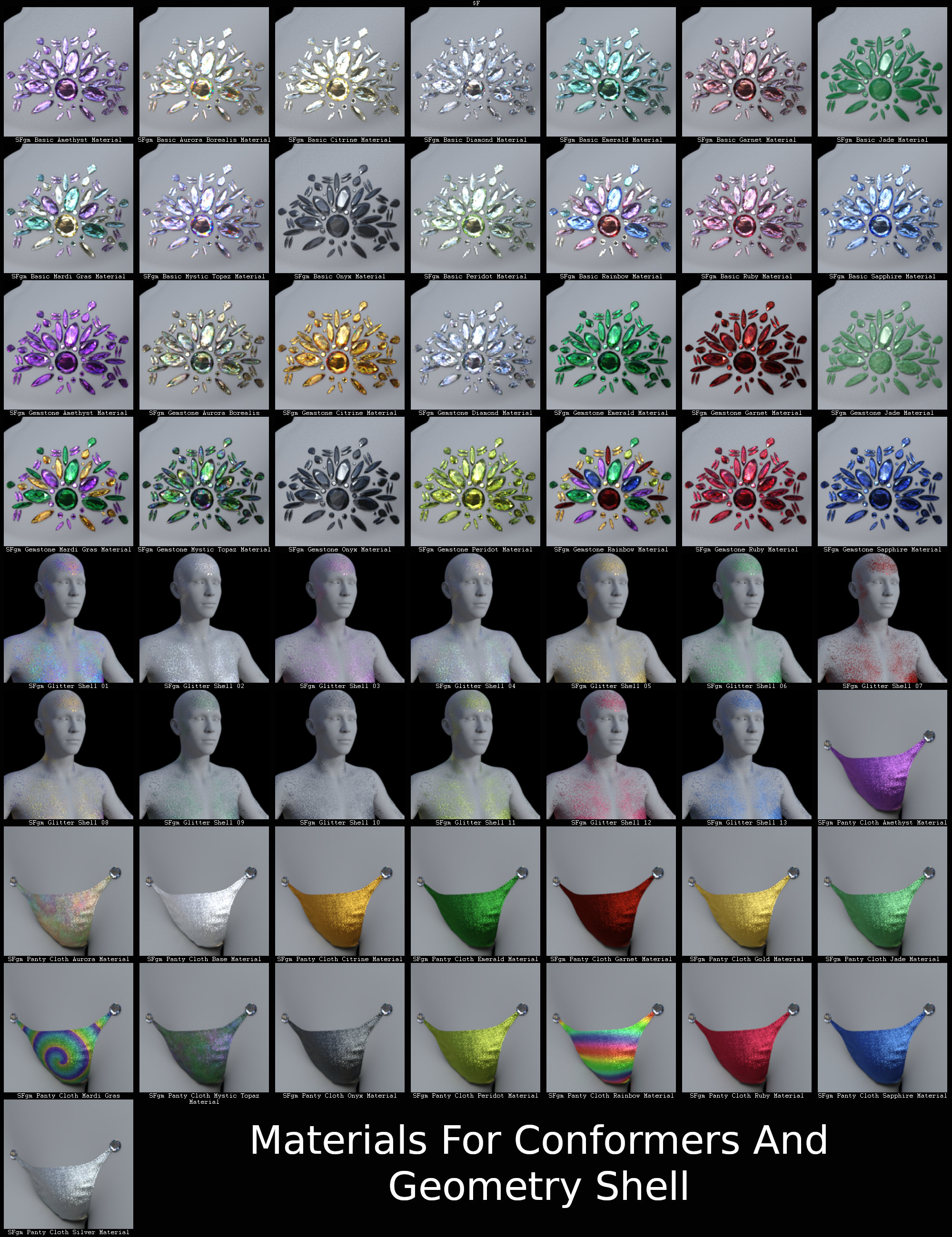 SF Gemling Body Jewel Megapack Genesis 9 | Daz 3D