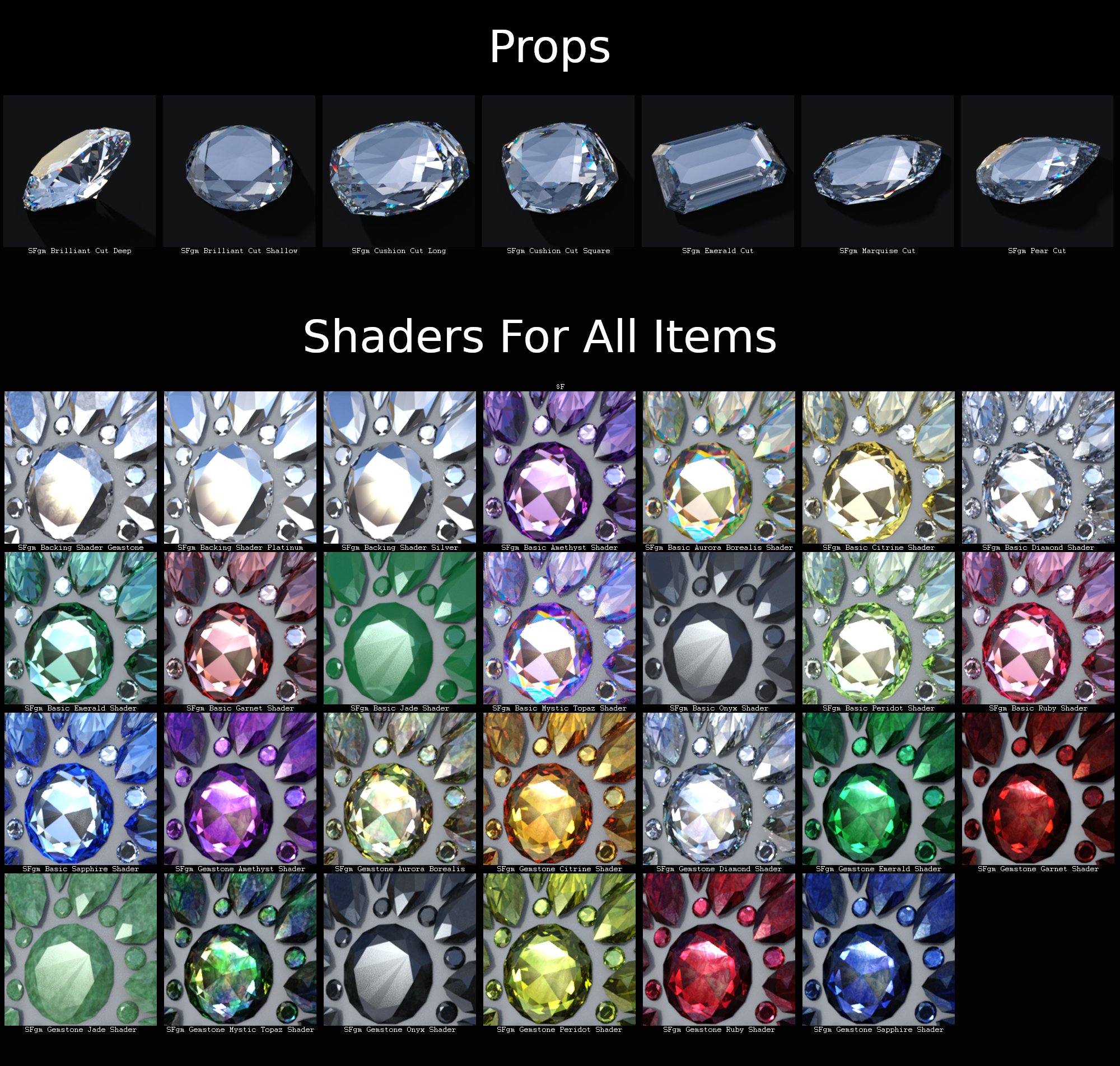 SF Gemling Body Jewel Megapack Genesis 9 | Daz 3D