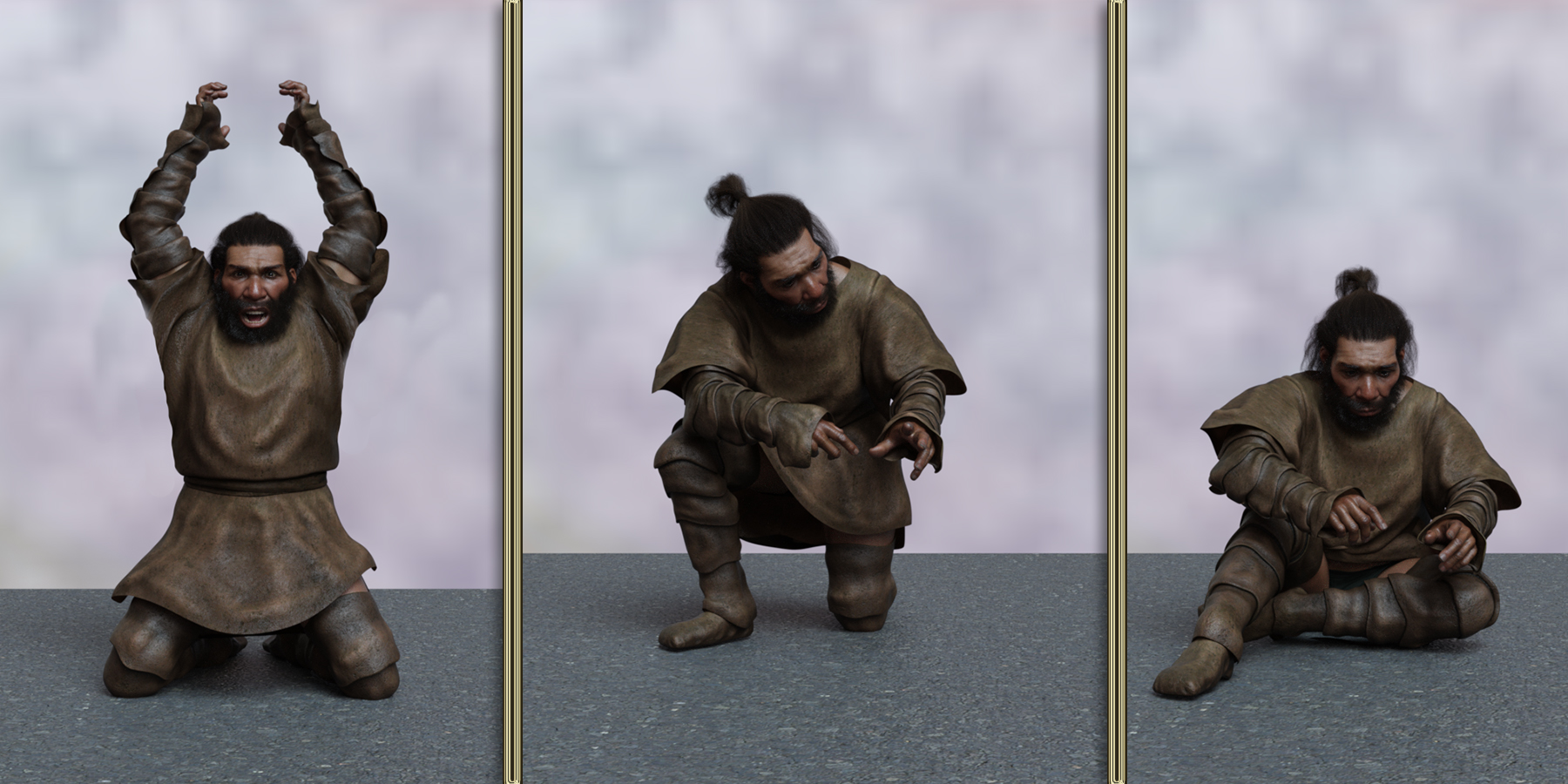 Primal Poses for Neanderthal 9 | Daz 3D