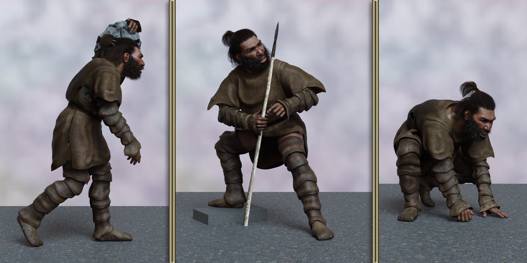 Primal Poses for Neanderthal 9 | Daz 3D