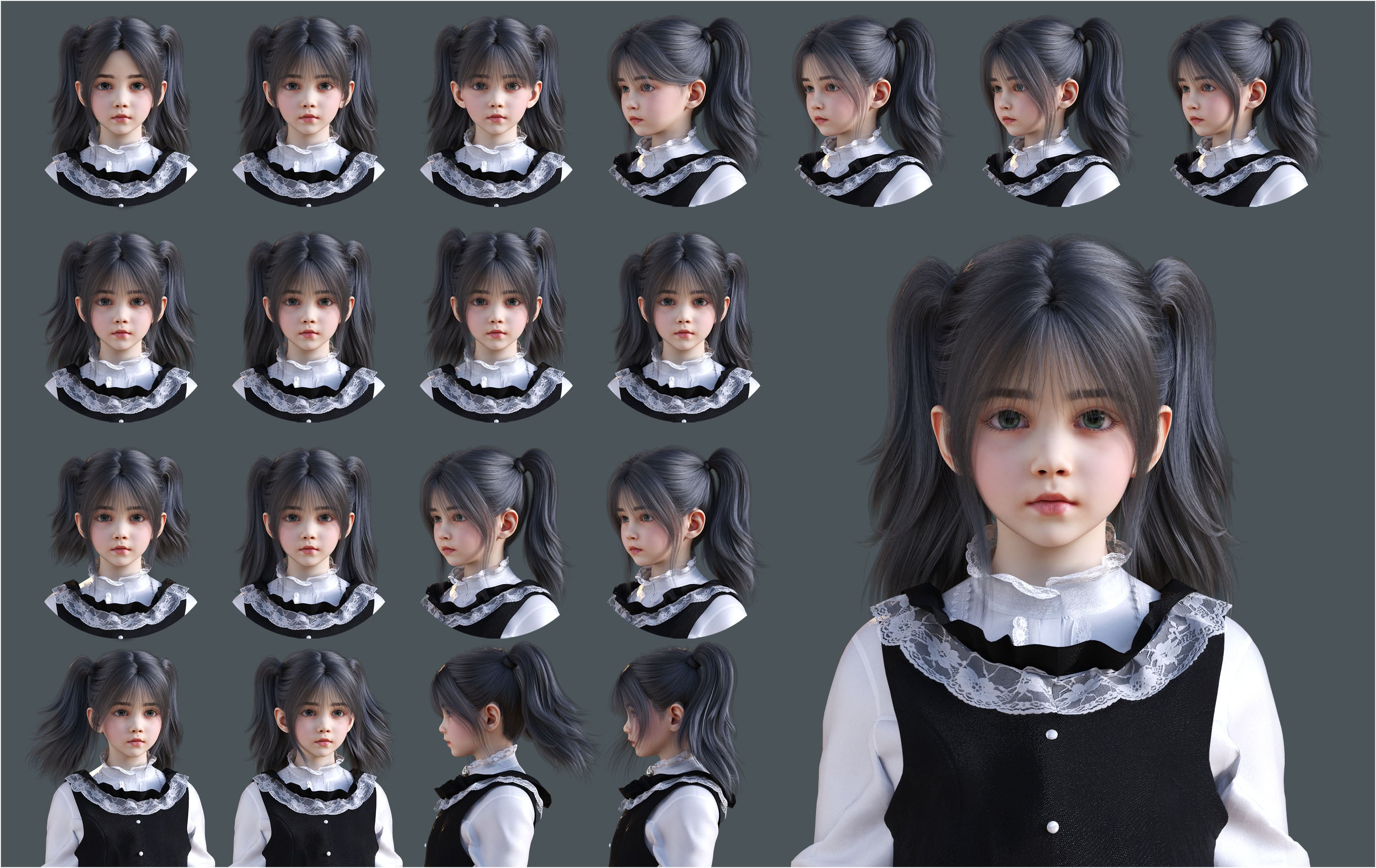 BS Double Ponytail Hair for Genesis 9 | Daz 3D