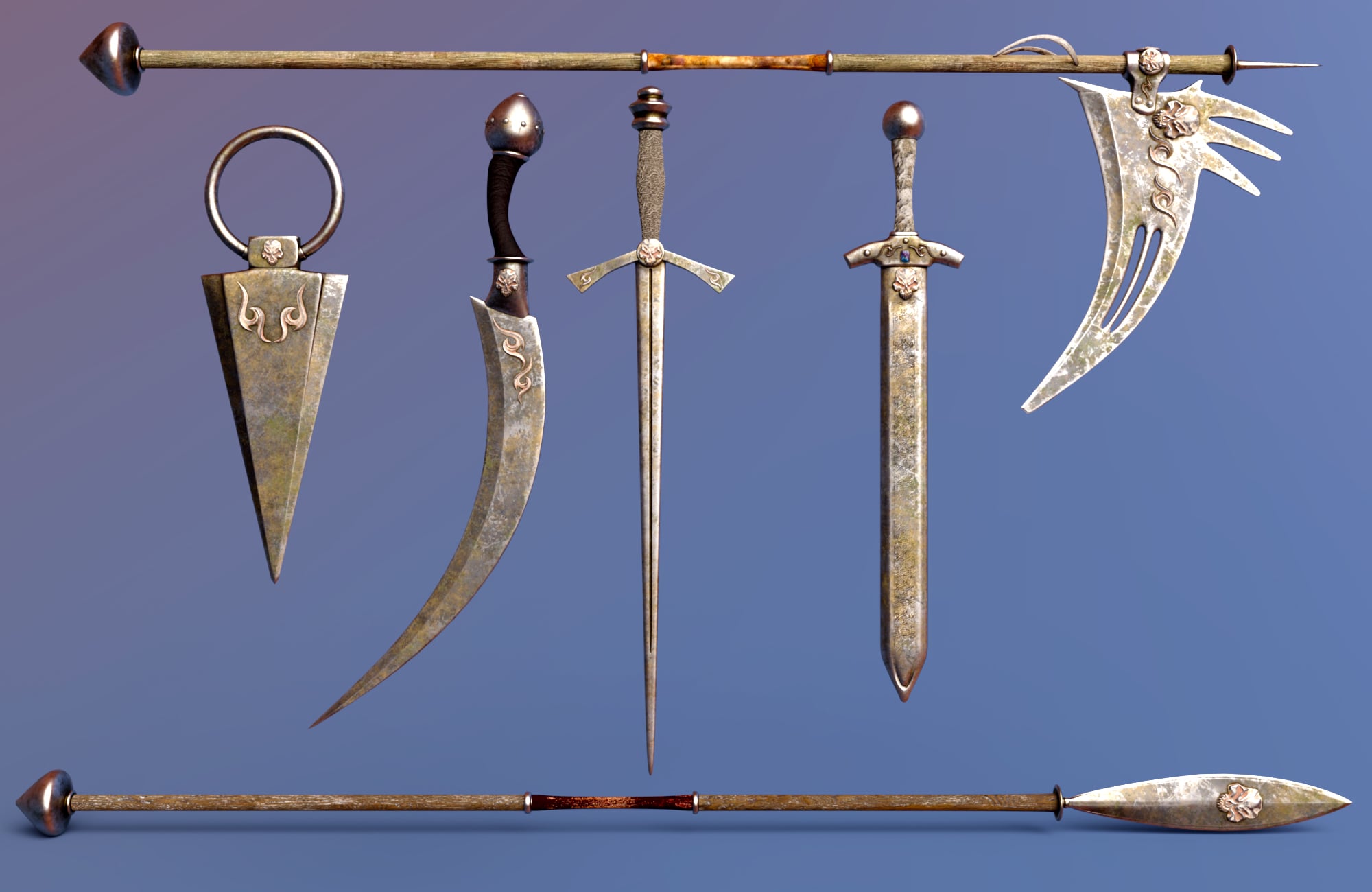 Textures Addon for ND Daemonia Props : The Weapons for Genesis 9 | Daz 3D