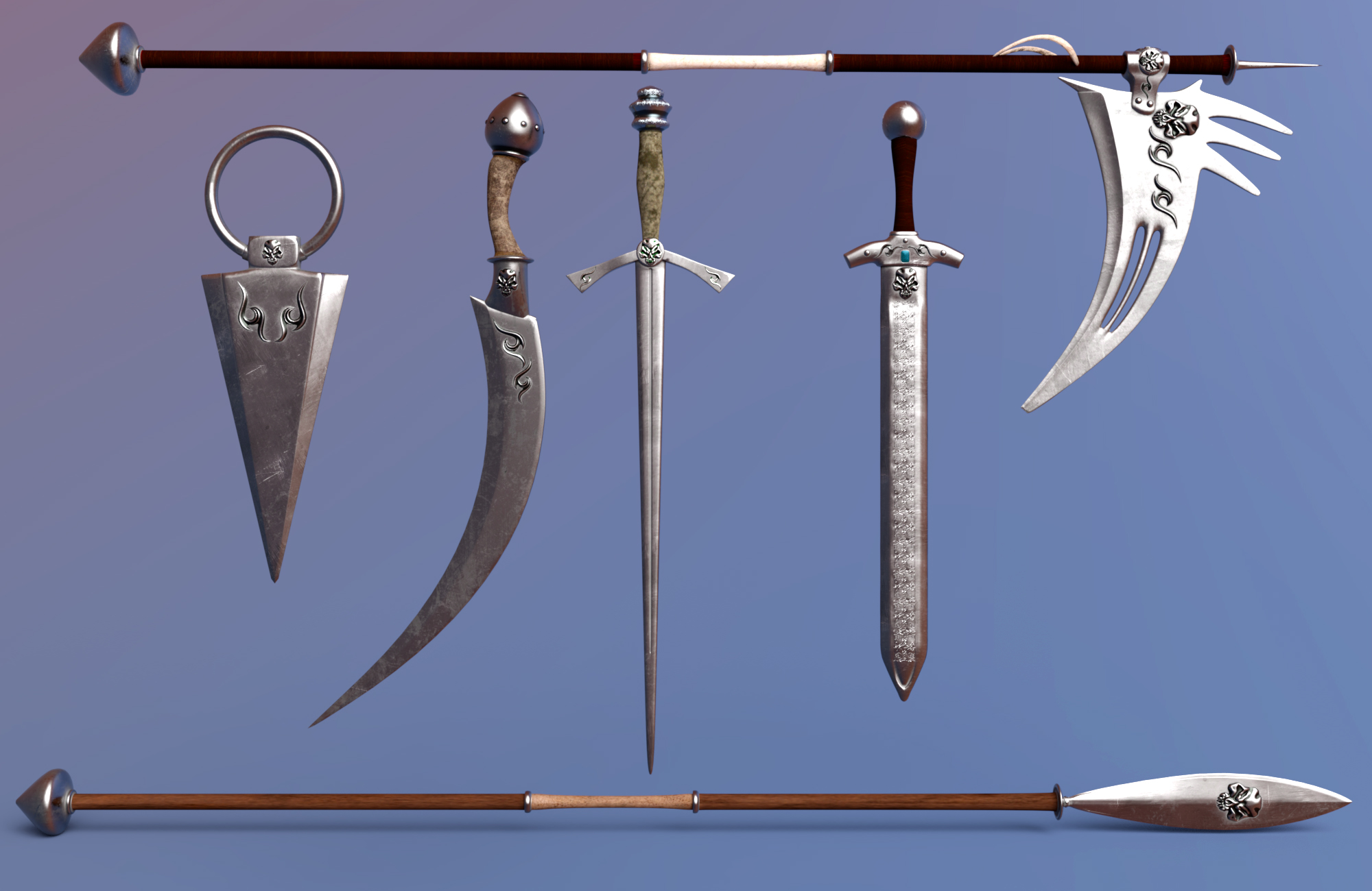 Textures Addon for ND Daemonia Props : The Weapons for Genesis 9 | Daz 3D