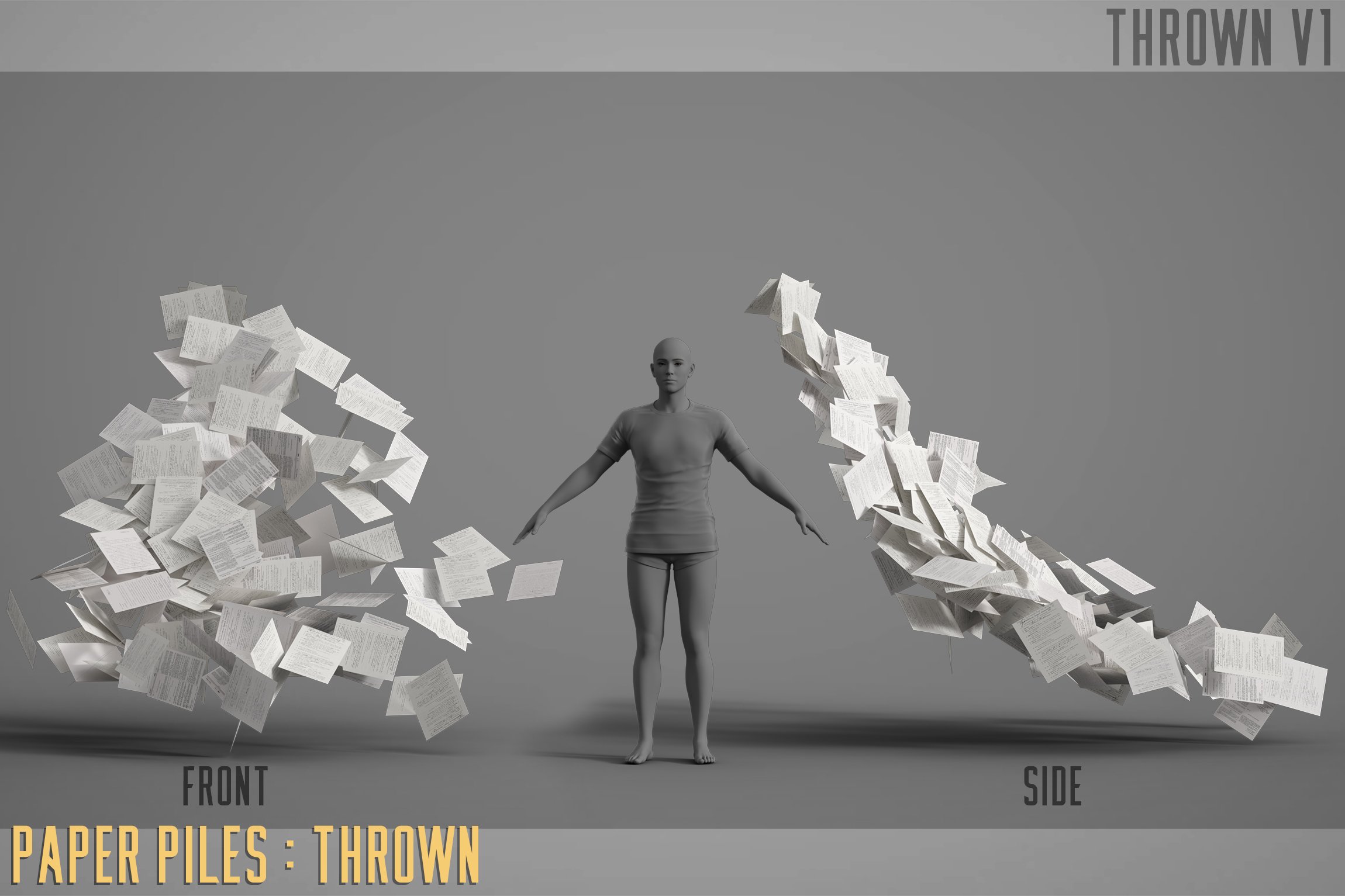 Low Poly Paper Piles Merchant Resource | Daz 3D