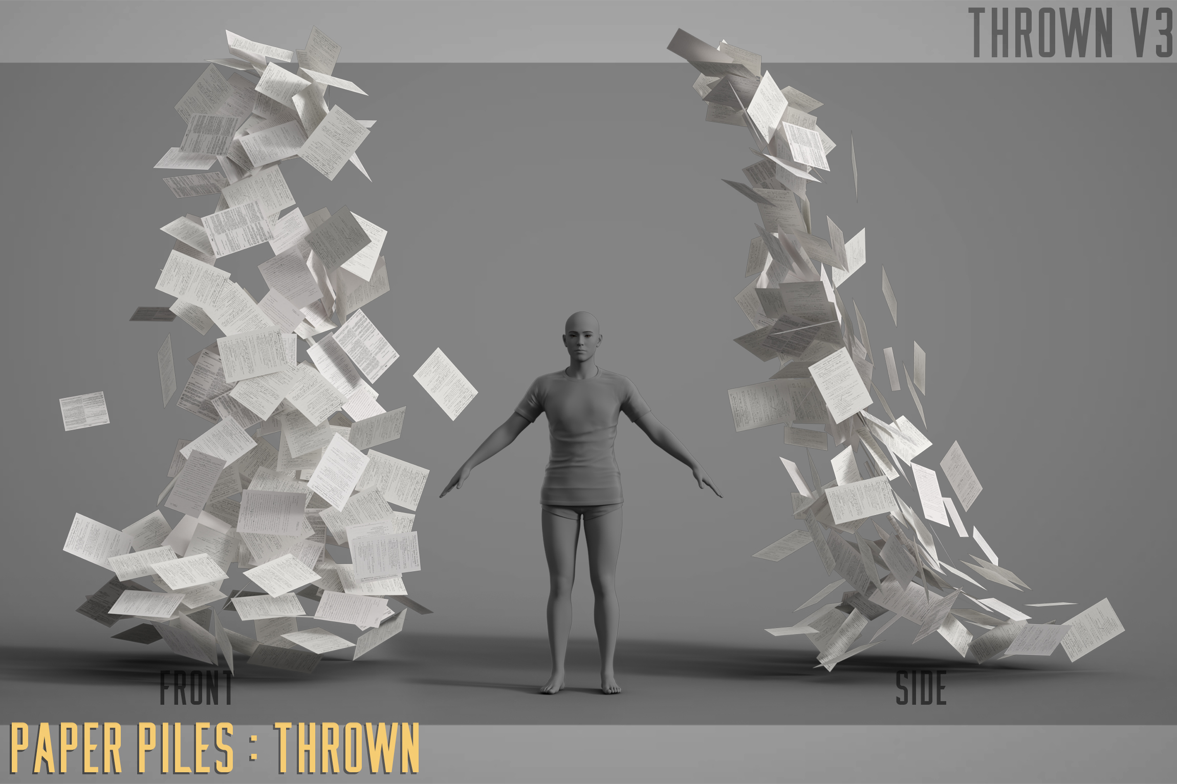 Low Poly Paper Piles Merchant Resource | Daz 3D