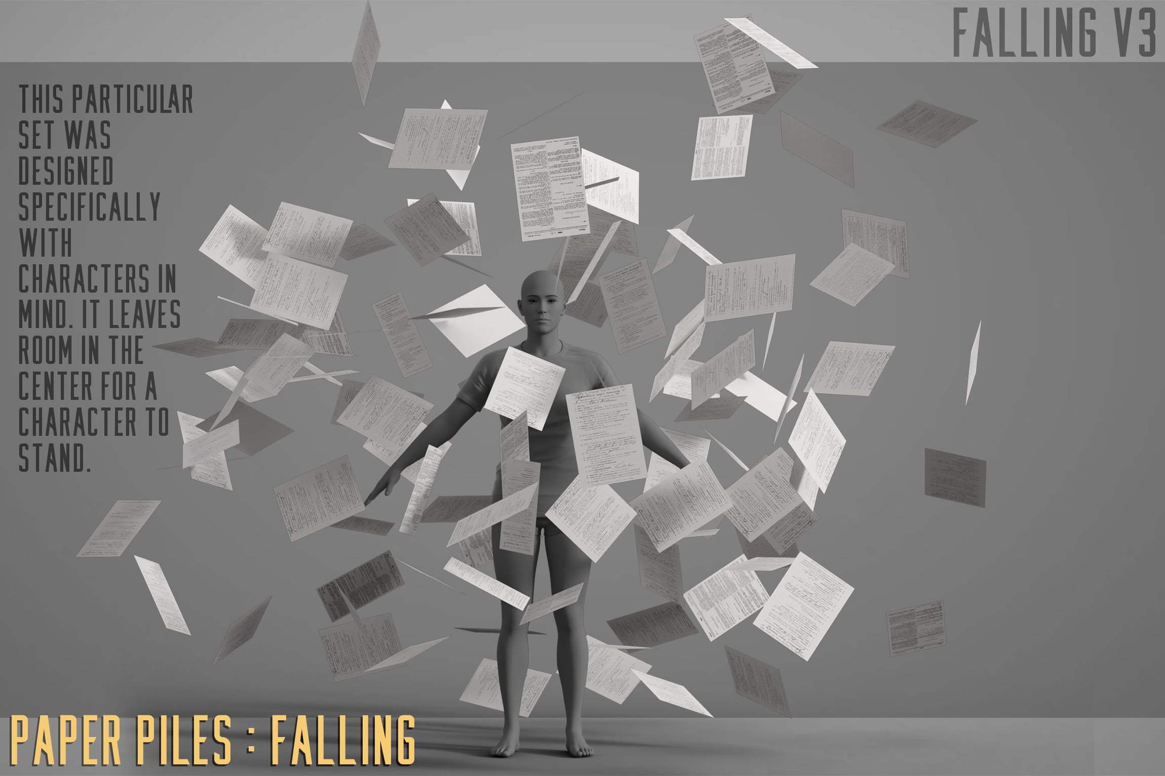 Low Poly Paper Piles Merchant Resource | Daz 3D