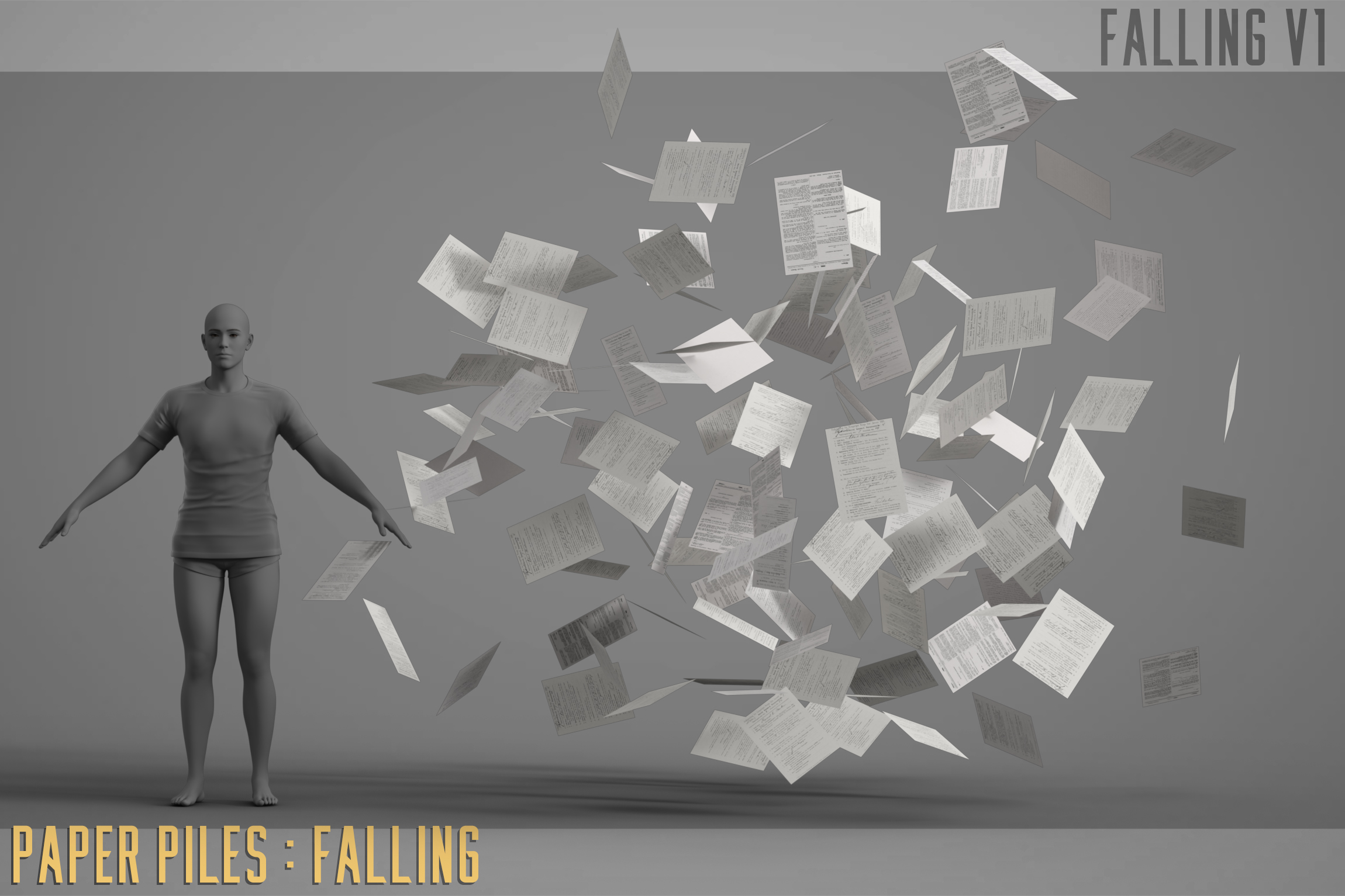Low Poly Paper Piles Merchant Resource | Daz 3D
