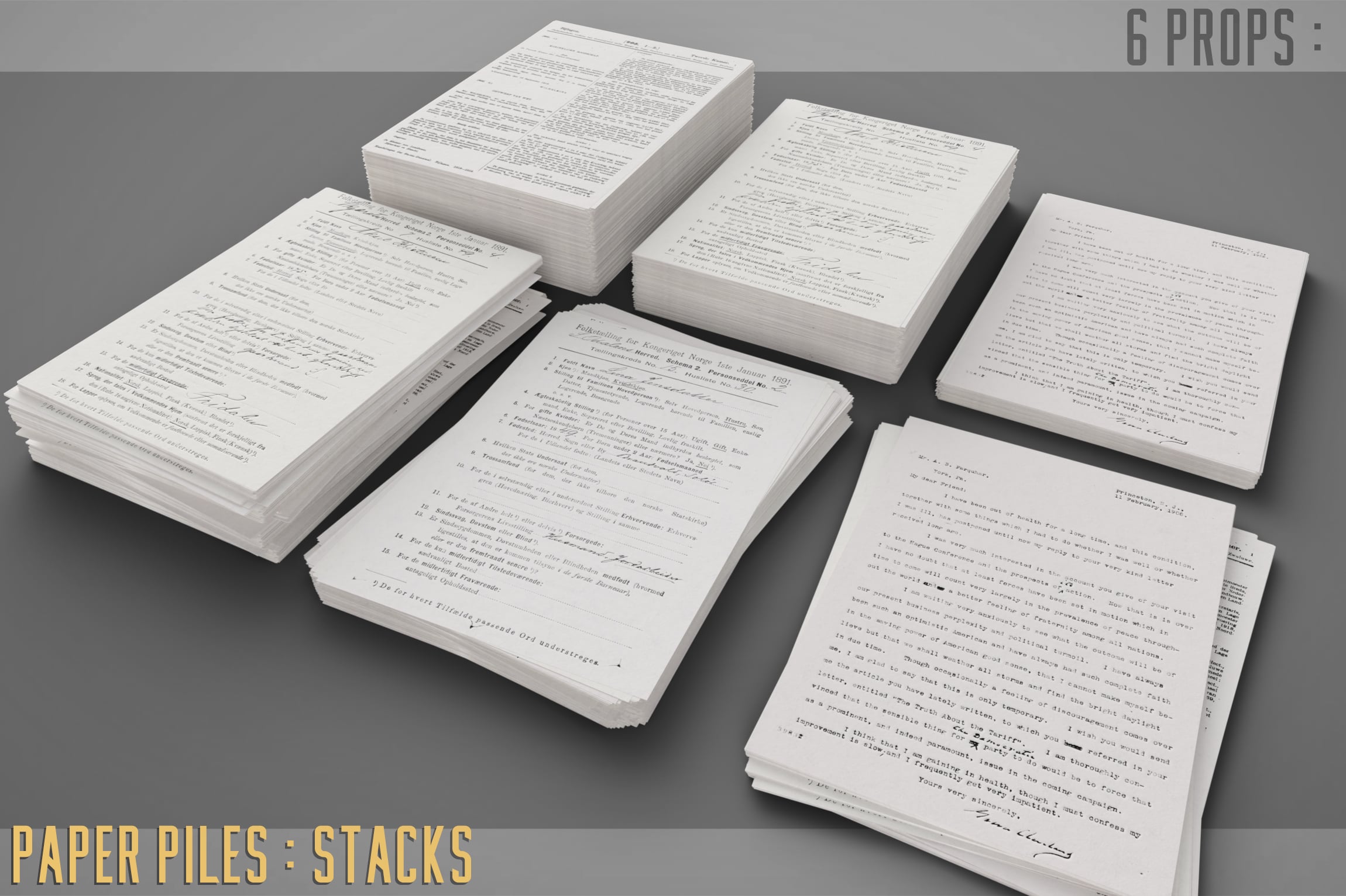 Low Poly Paper Piles Merchant Resource | Daz 3D