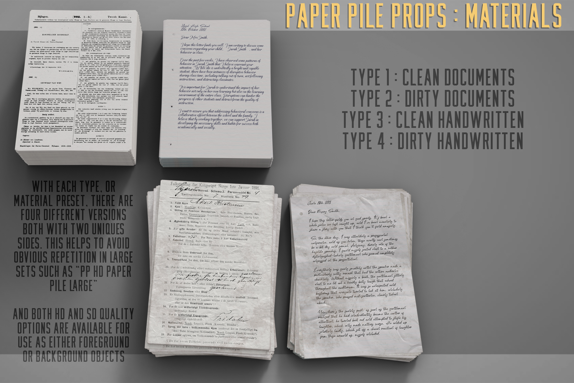 Low Poly Paper Piles Merchant Resource | Daz 3D