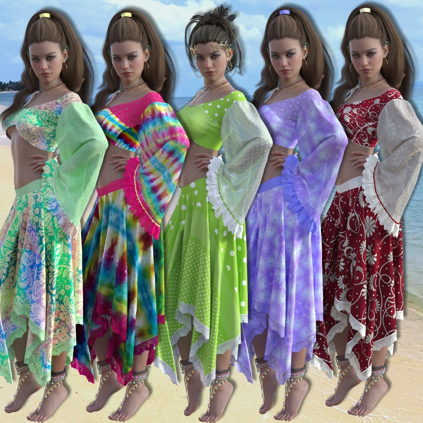 dforce- Boho-Gypsy-Outfit G8F | Daz 3D
