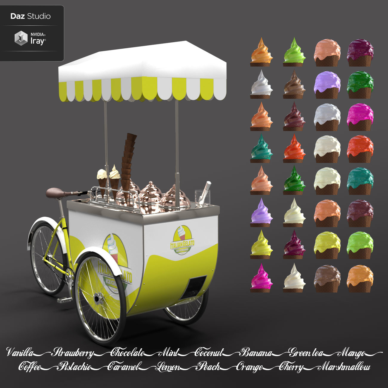Gelato Cart For DS | Daz 3D