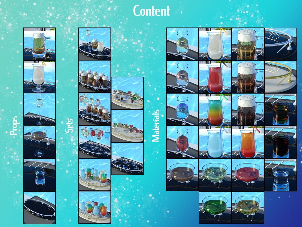 Drinks and Tray Vol. 2 | Daz 3D