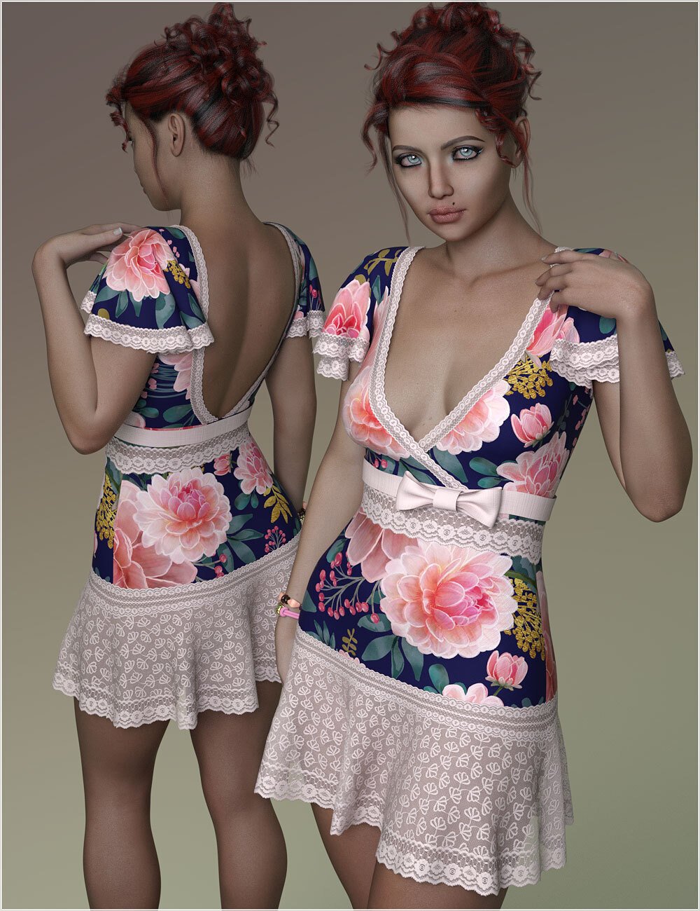 Stylish For dForce Miranda Dress Outfit | Daz 3D