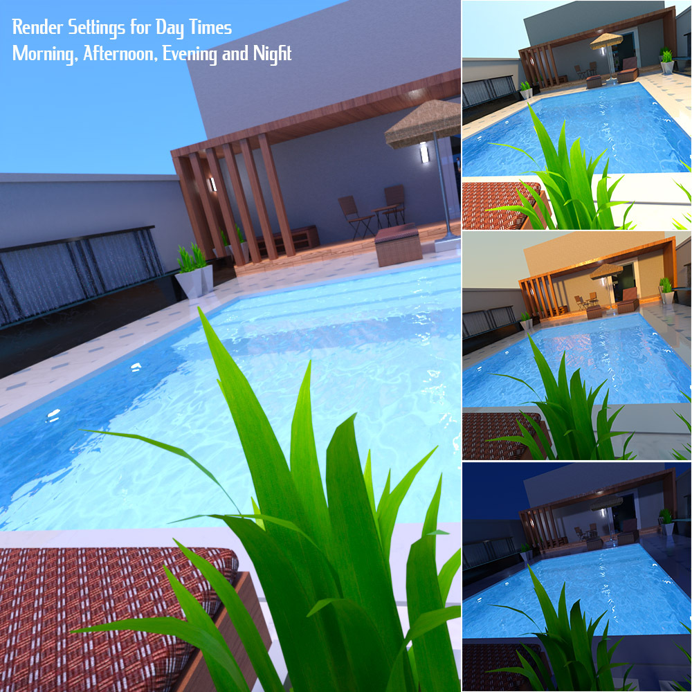 Private Modern Pool Terrace | Daz 3D