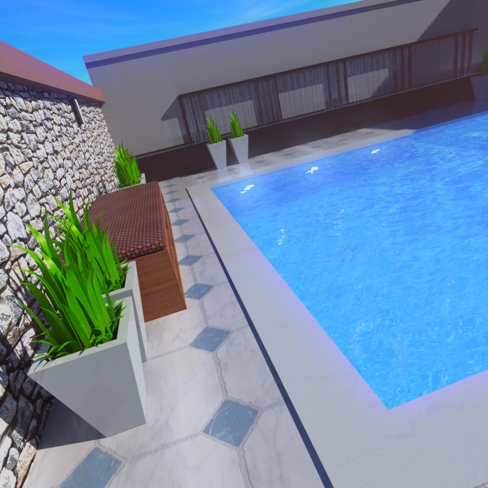Private Modern Pool Terrace | Daz 3D