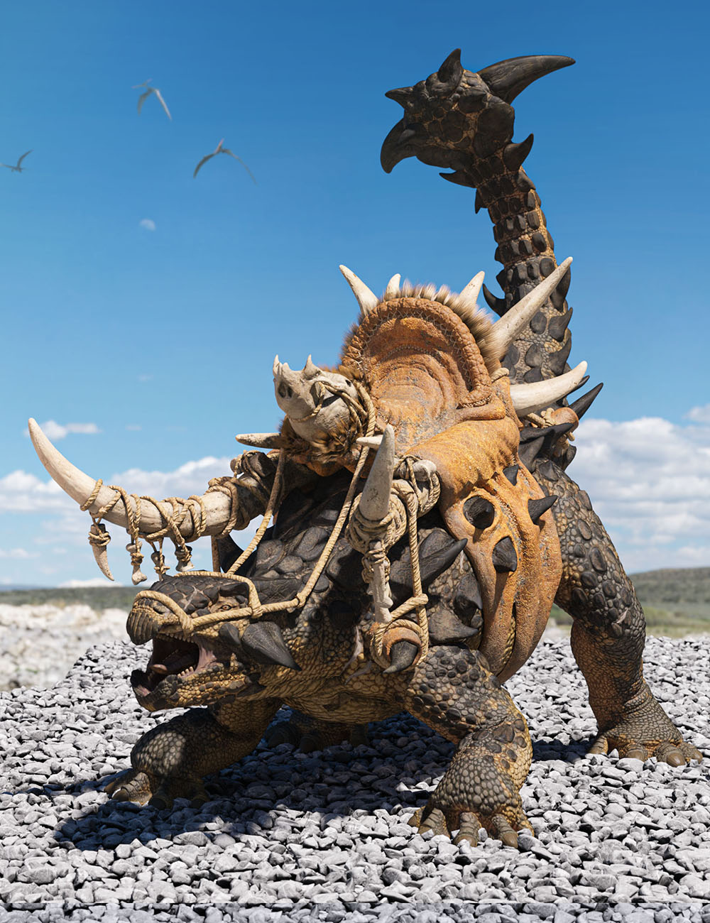 Raider Tusk Saddle for HH Ankylosaurus | Daz 3D