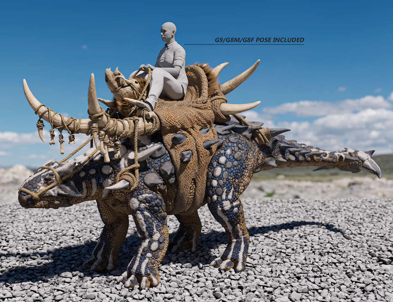 Raider Tusk Saddle for HH Ankylosaurus | Daz 3D