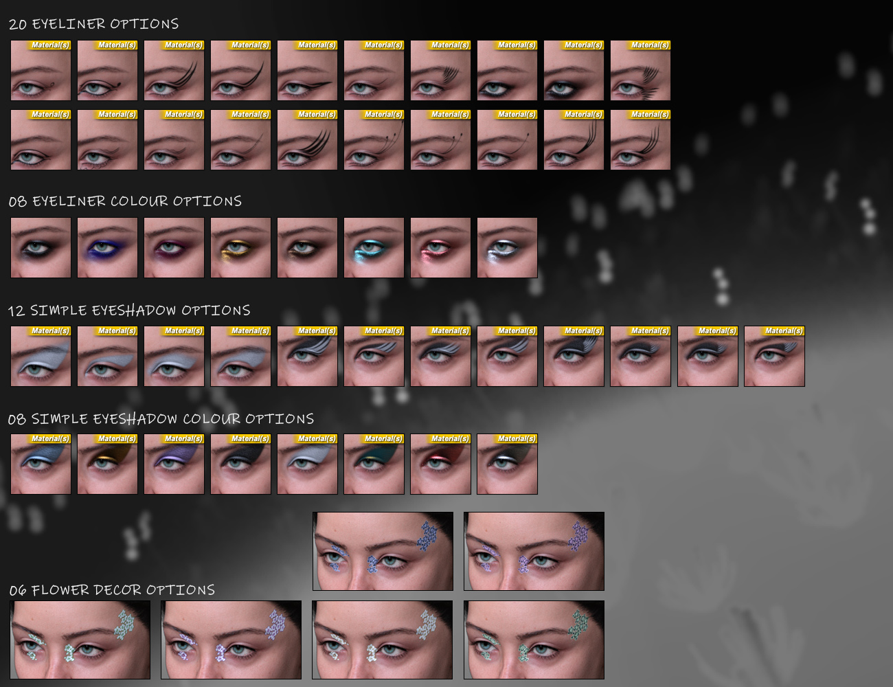 Mariposa Wings Genesis 9 Eye Makeup Builder | Daz 3D