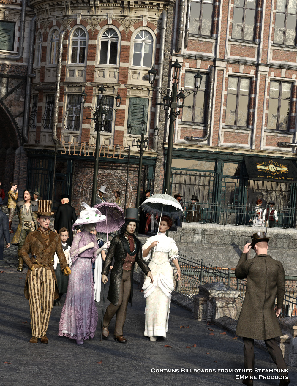 Now-Crowd Billboards - Steampunk Empire - Working Class | Daz 3D