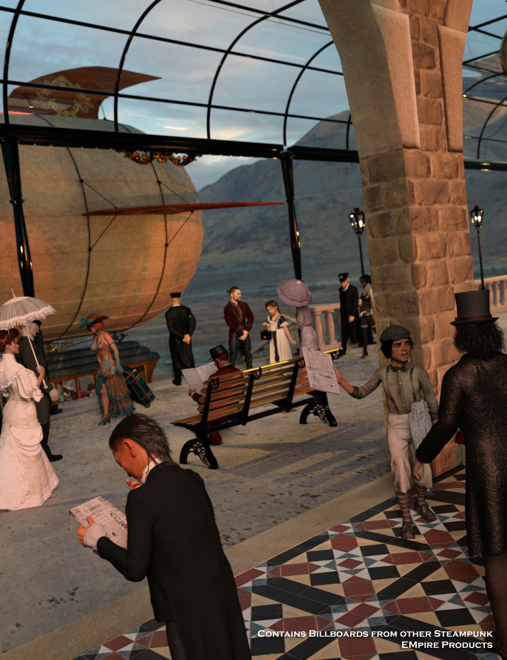 Now-Crowd Billboards - Steampunk Empire - Working Class | Daz 3D