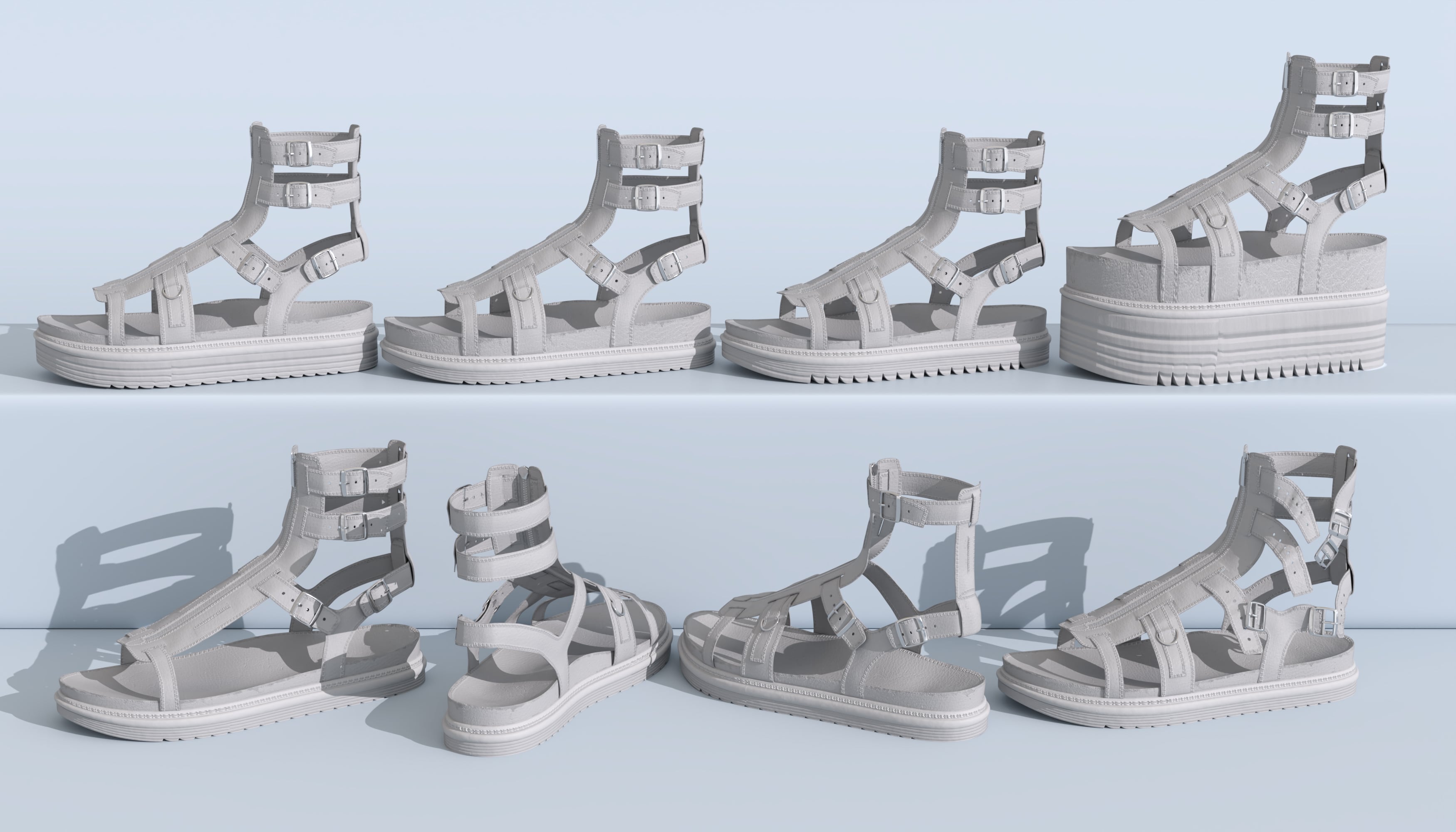Melissa Platform Sandals for Genesis 9 and 8 Female | Daz 3D