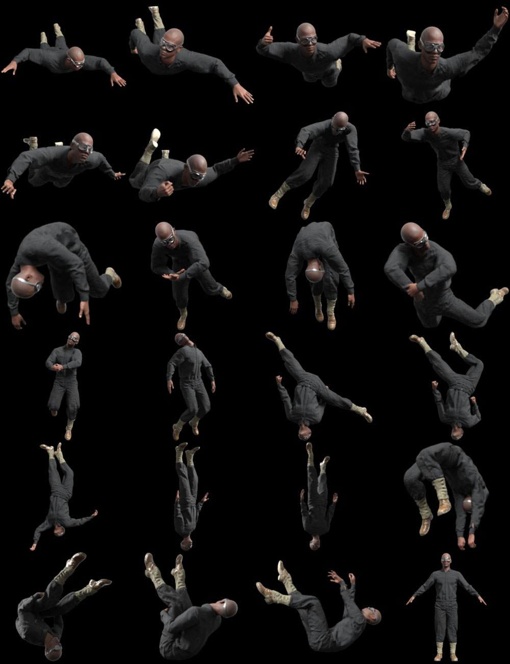 GNBD SkyDive Groups Face Morphs and Poses for Genesis 9 Base | Daz 3D