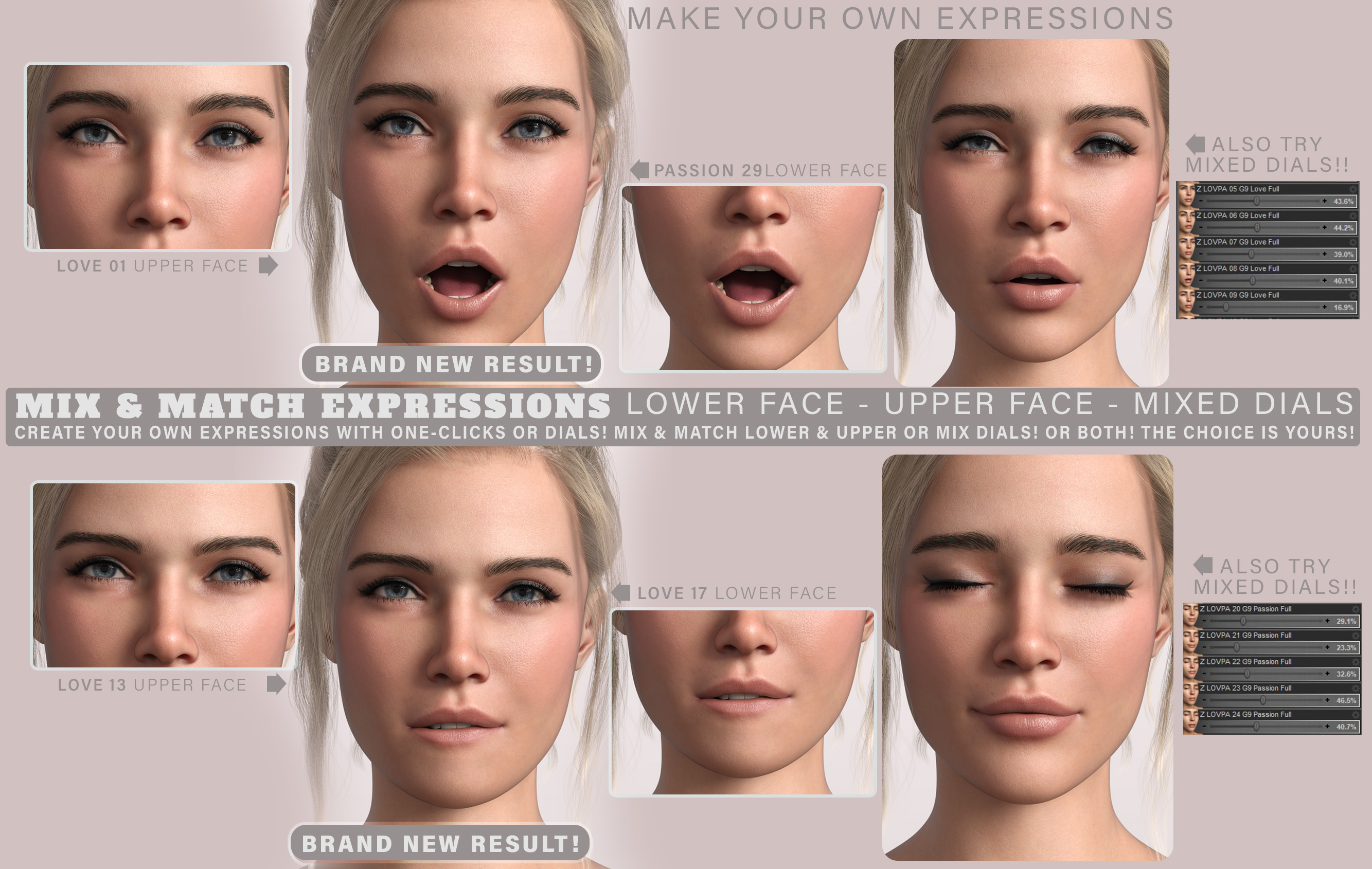Z Love and Passion Expressions for Genesis 9 | Daz 3D