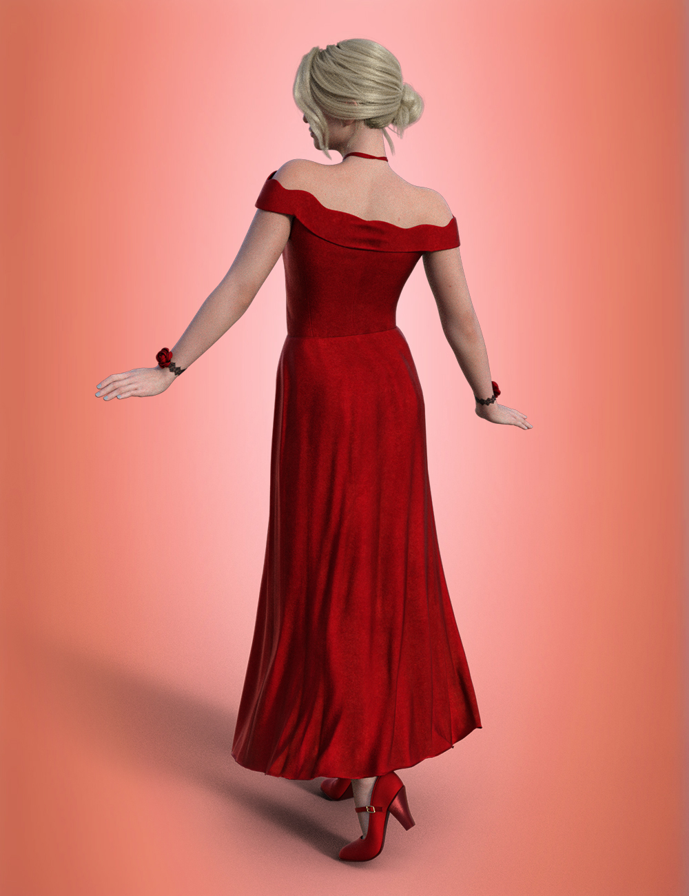 dForce Rose Velvet Dress Outfit for Genesis 9 | Daz 3D