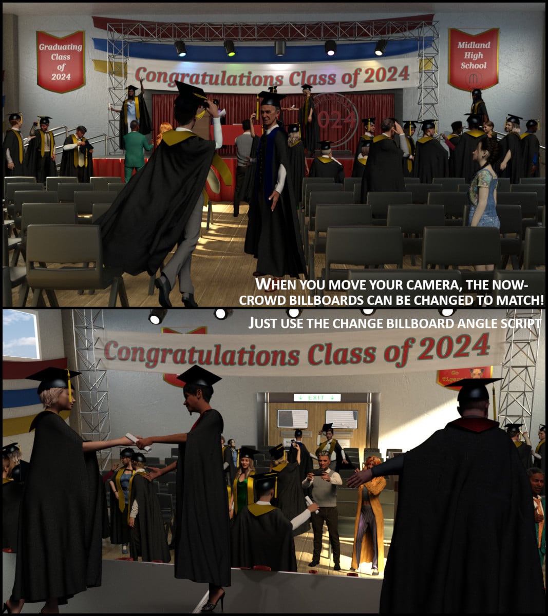 Now-Crowd Billboards Graduation Day | Daz 3D