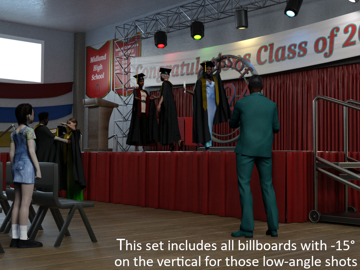 Now-Crowd Billboards Graduation Day | Daz 3D