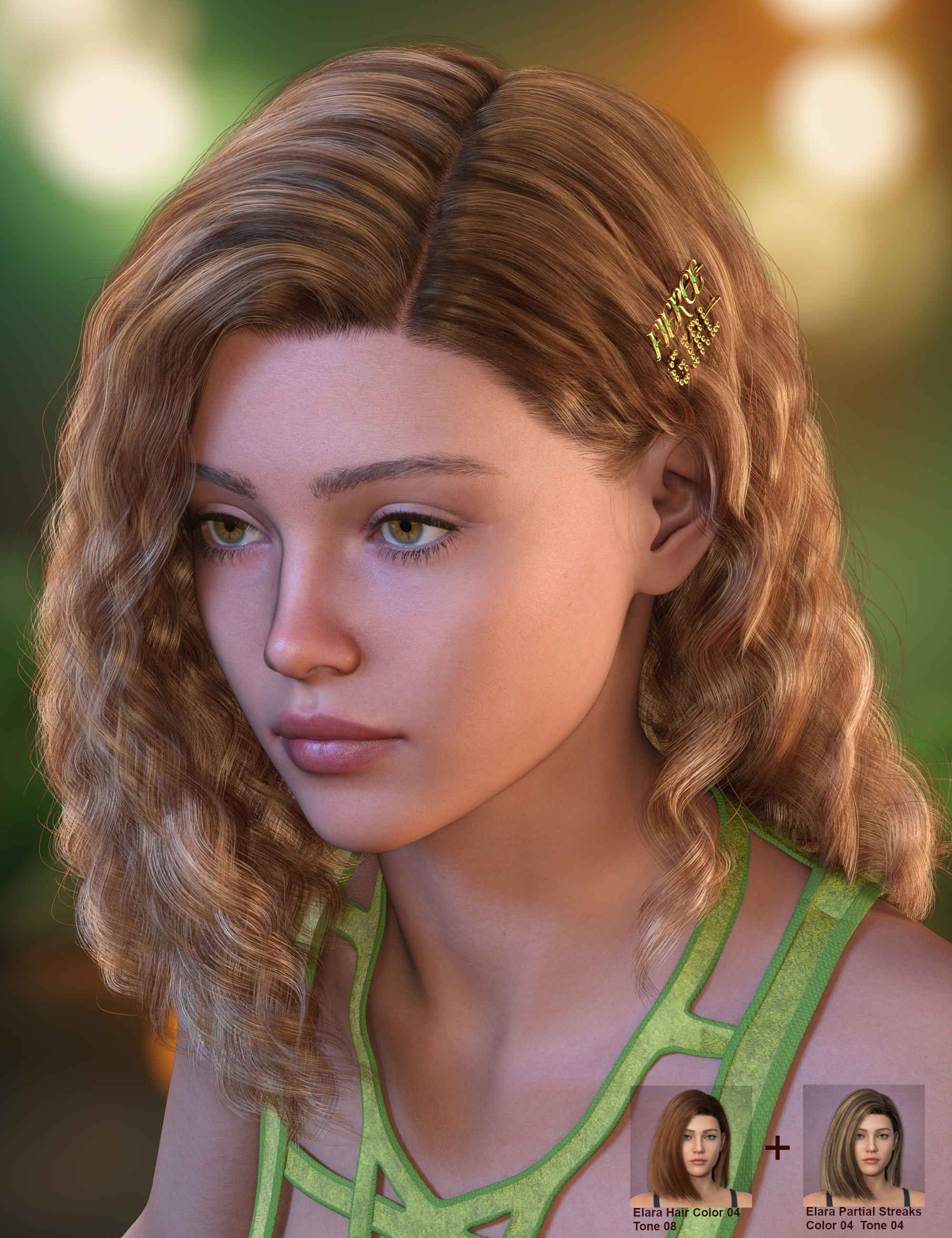ALO Elara Hair and Hair Clips for Genesis 9, 8, and 8.1 Female | Daz 3D