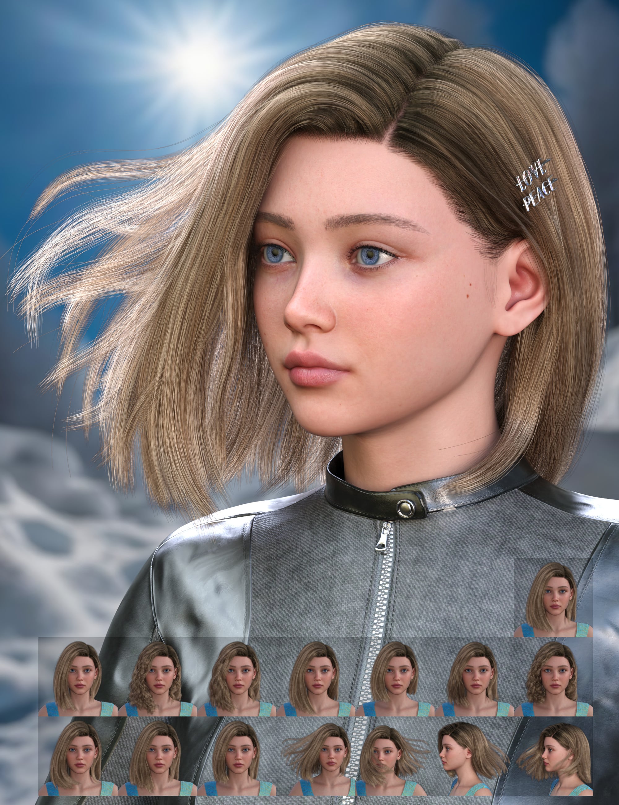 ALO Elara Hair and Hair Clips for Genesis 9, 8, and 8.1 Female | Daz 3D