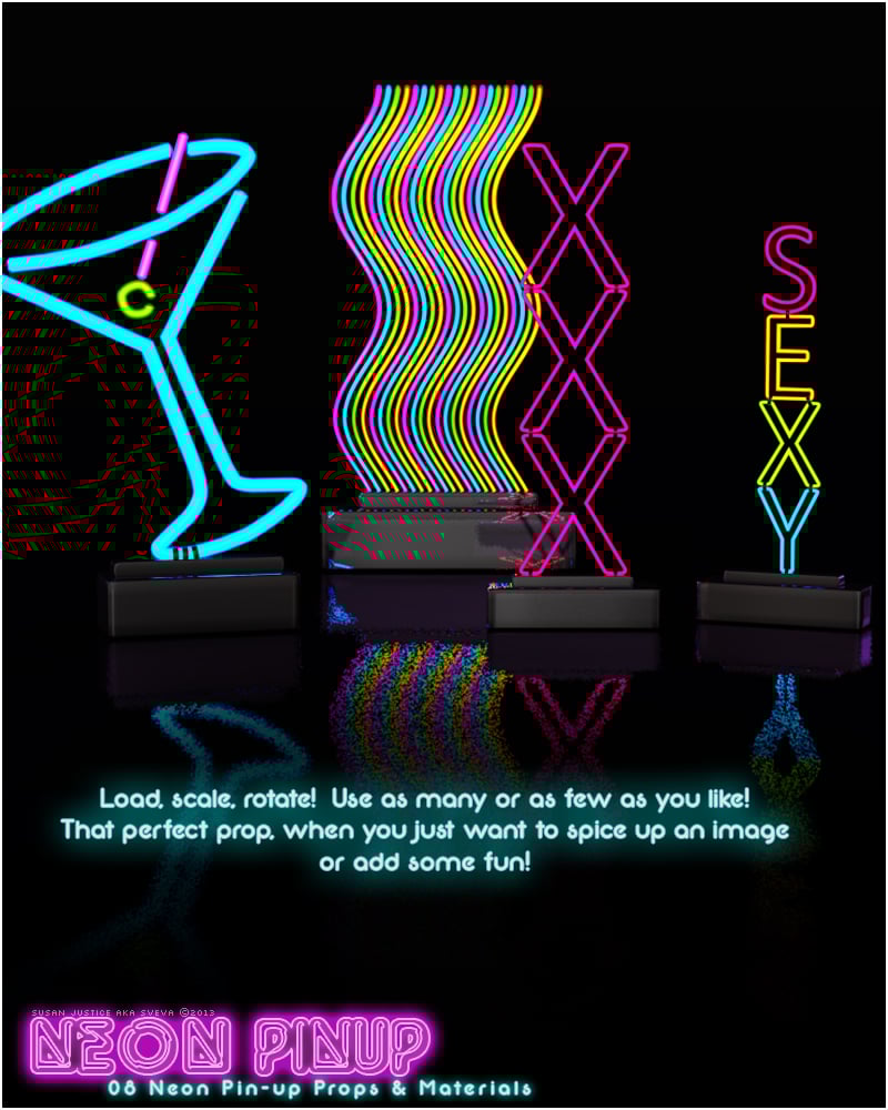 SV's Neon Pinup Props | Daz 3D
