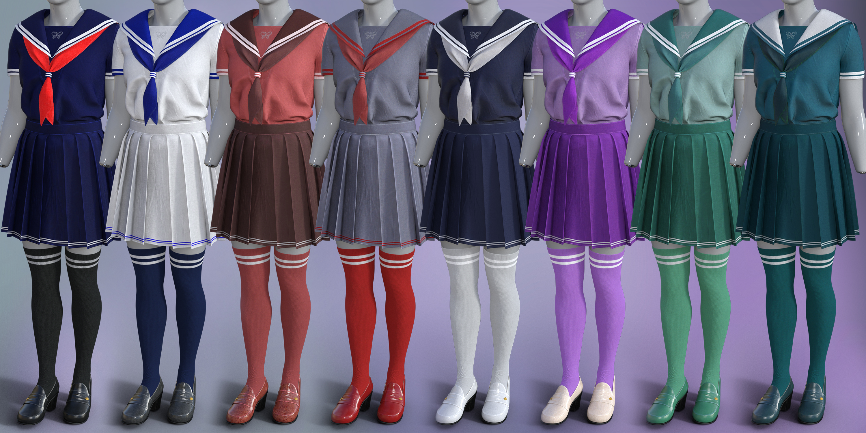 dForce BRZ Sailor Uniform and Poses for Genesis 9 | Daz 3D