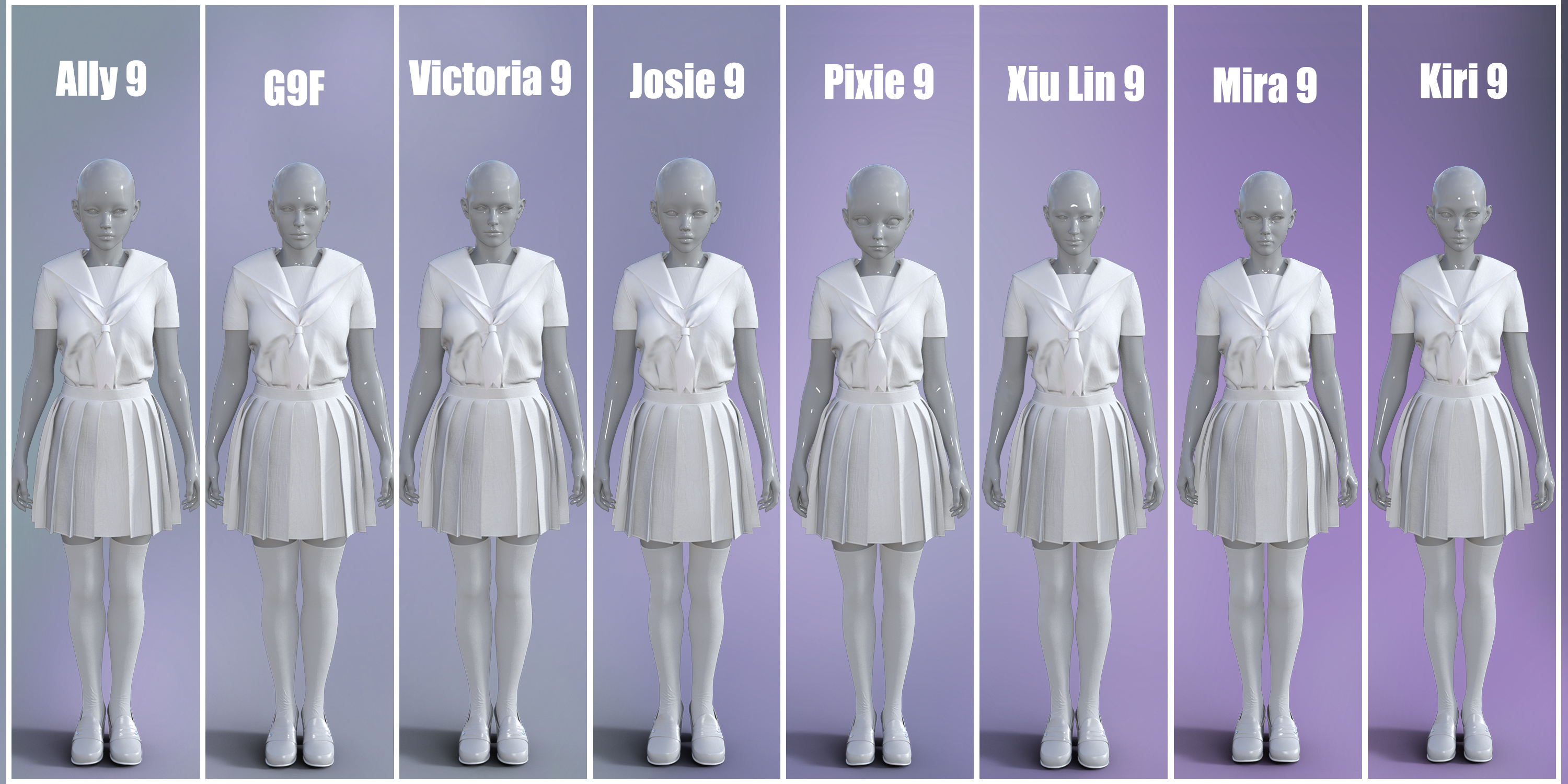 dForce BRZ Sailor Uniform and Poses for Genesis 9 | Daz 3D